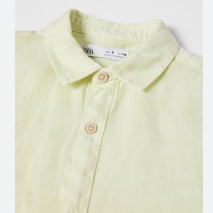 Zara | Shirts & Tops | Pastel Lime Green Linen Button Down Girls Shirt ...